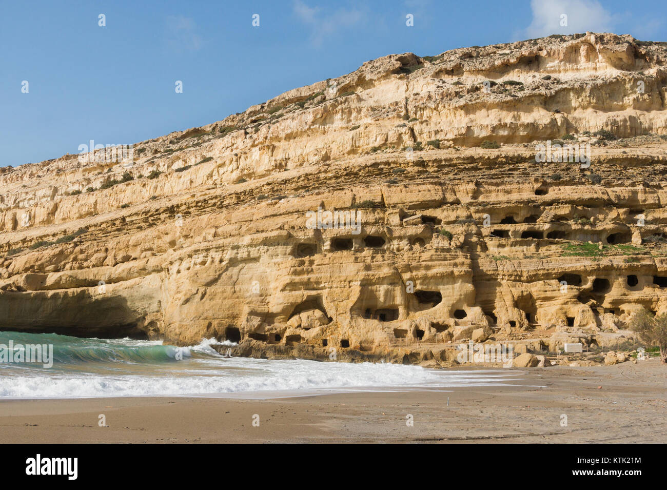 Photograph of the beach at Matala, Crete, Greece, with its famous ...