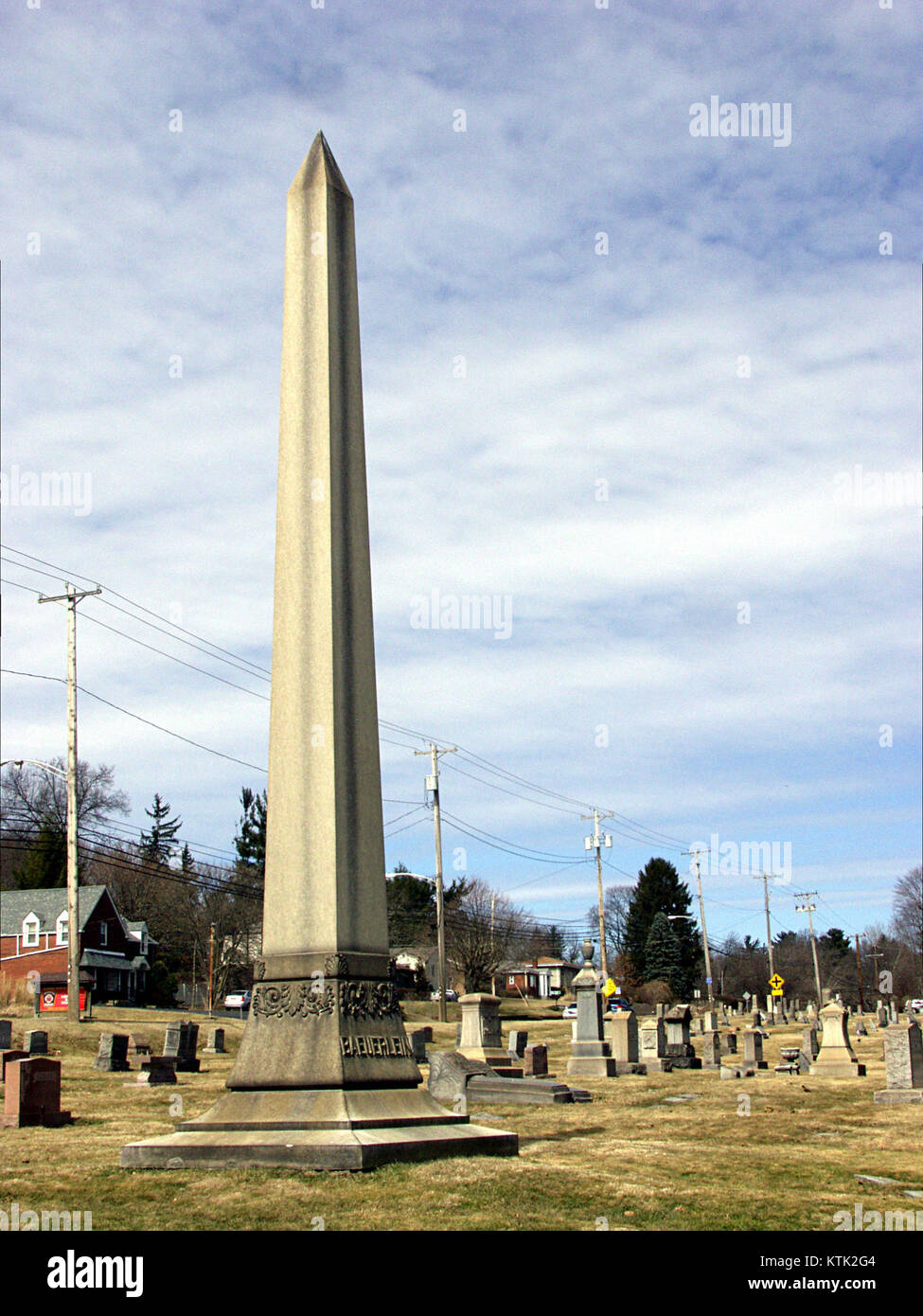 Photograph of the Baeuerlein obelisk in Mount Royal Cemetery, Montreal ...