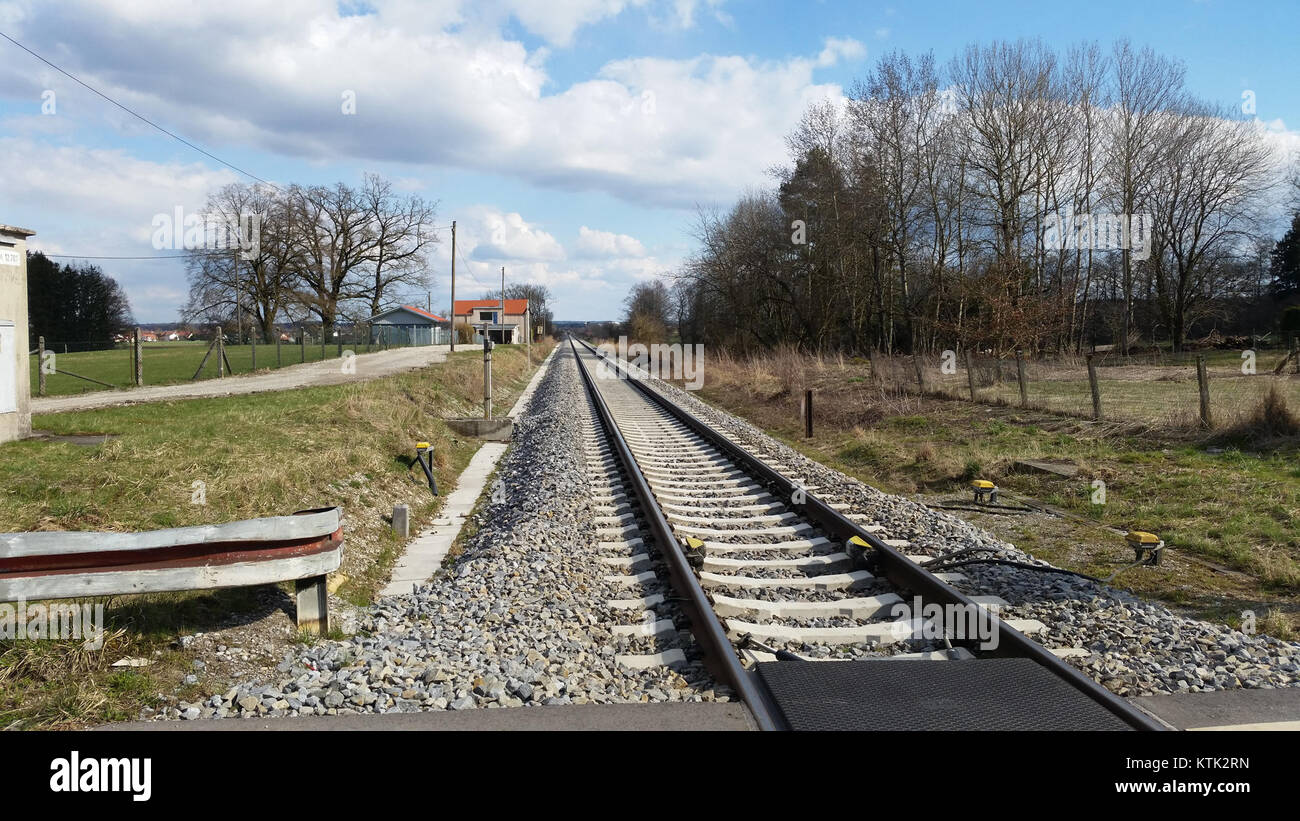 The Bahnstrecke Buchloe-Memmingen railway line, running through ...