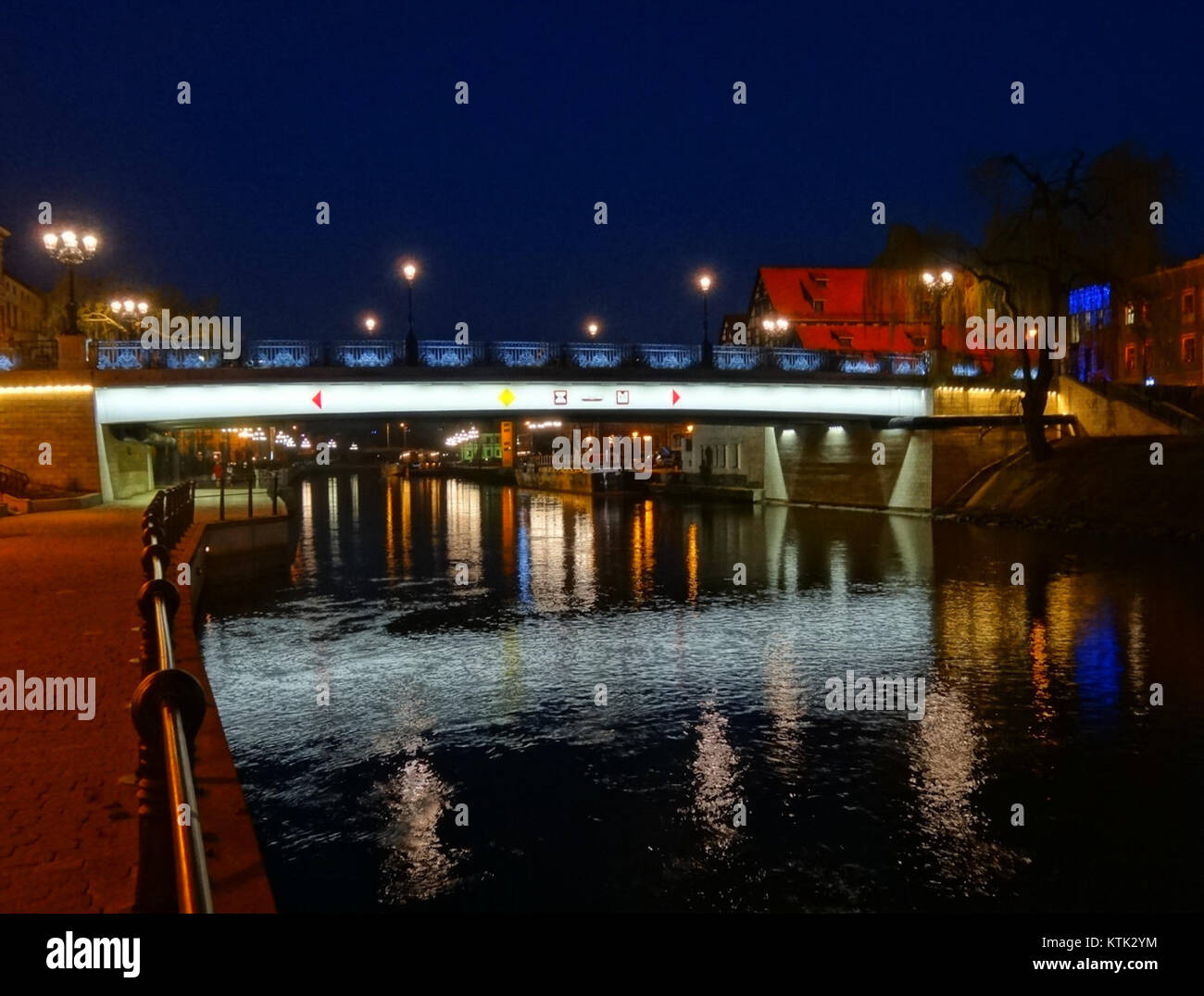 The image shows the Staromiejski Bridge in Poland, taken on April 1 ...