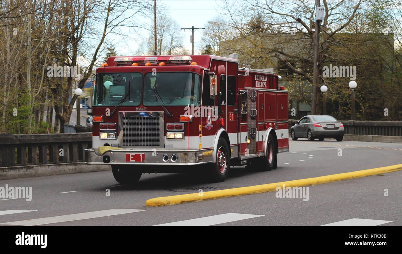 This image shows Bellingham Fire Department Engine 1 responding to an ...