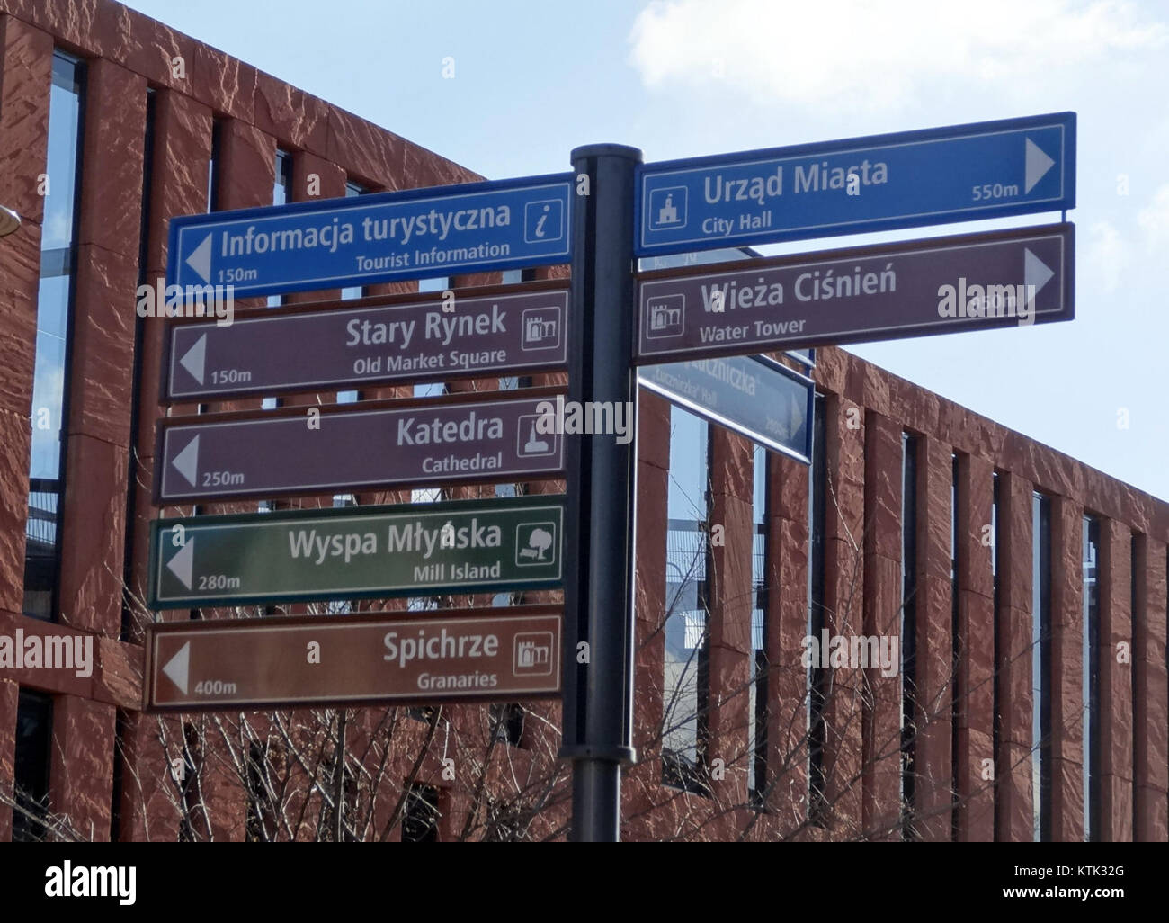 Building signs from a 2015 project, displaying public information and ...