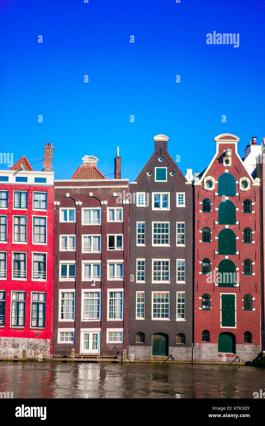 Traditional dutch medieval houses in Amsterdam capital of Netherlands ...