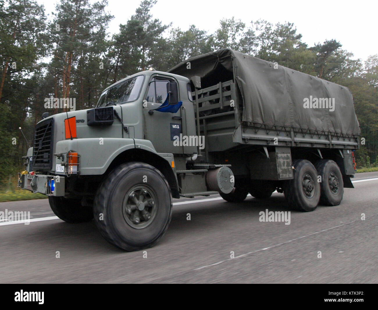 The Belgian Volvo army truck, captured on the German Autobahn, is an ...