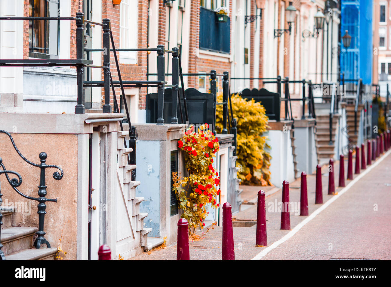 Beautiful street and old houses in Amsterdam, Netherlands, North ...