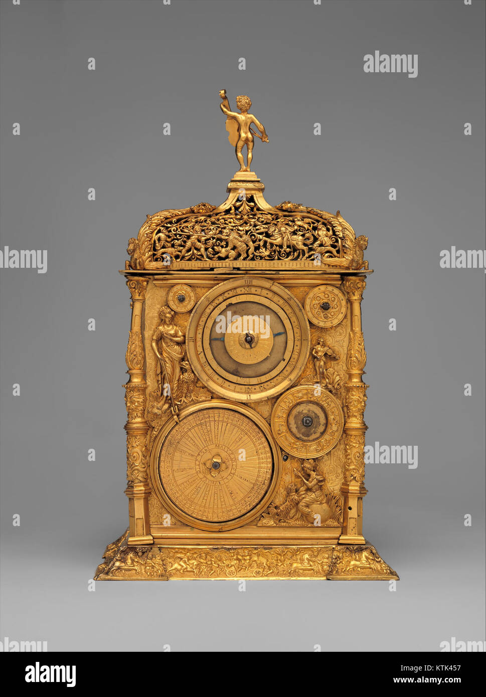 The astronomical table clock, part of the MET collection, is a detailed ...