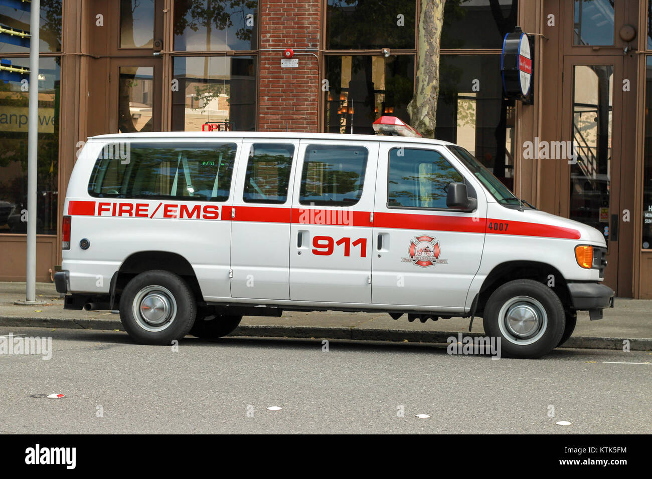 A photograph of a Bellingham Fire EMS van, identified by the number ...