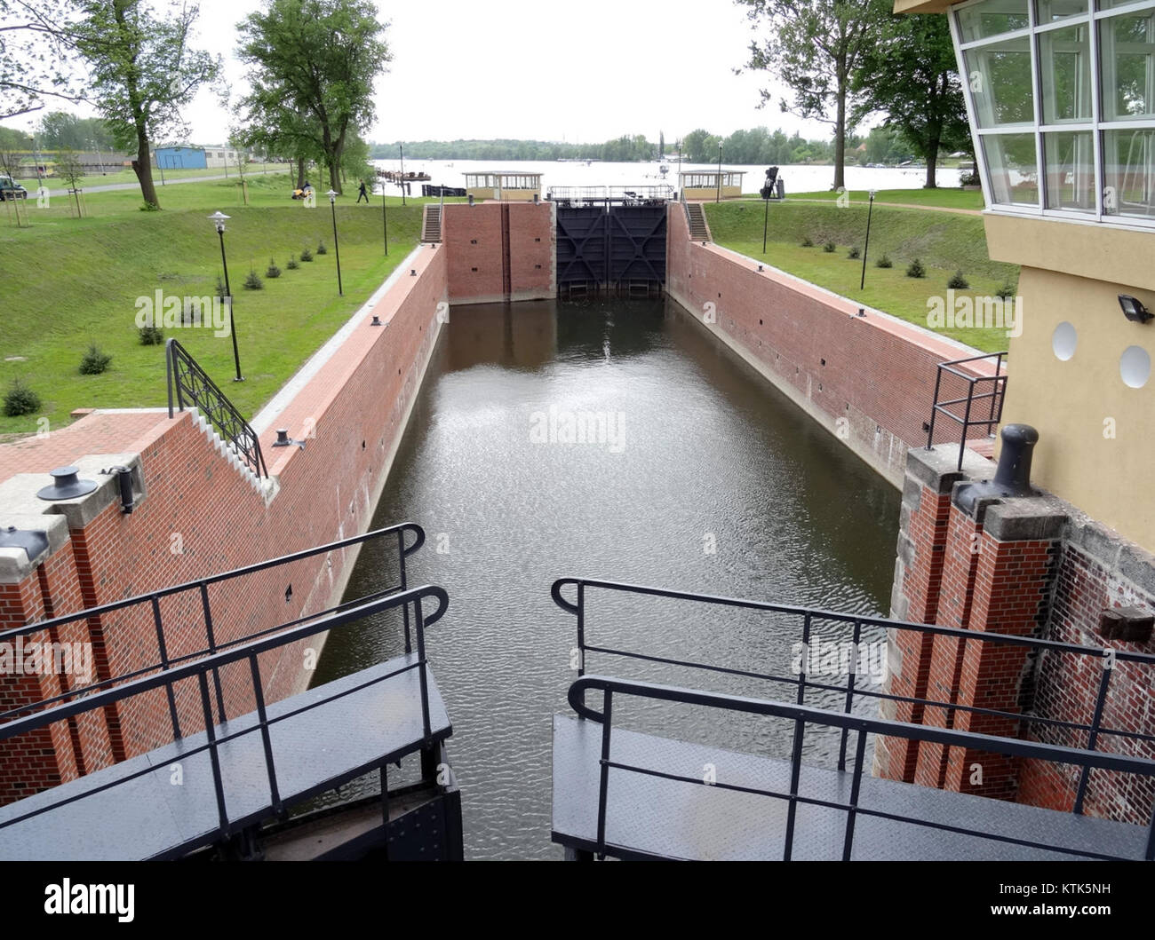 This image shows the Brdyujscie sluice gate, part of the infrastructure ...