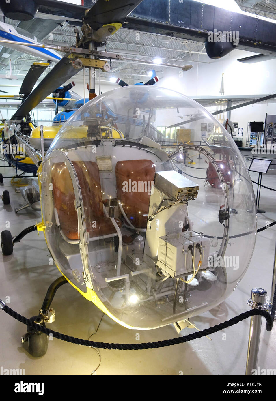 The Bell 47D helicopter is displayed at the Hiller Aviation Museum in ...