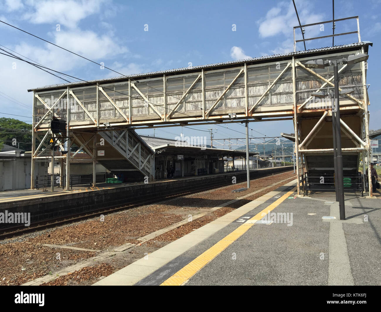 A view of the flyover at Azuchi Station in Japan, looking eastward ...
