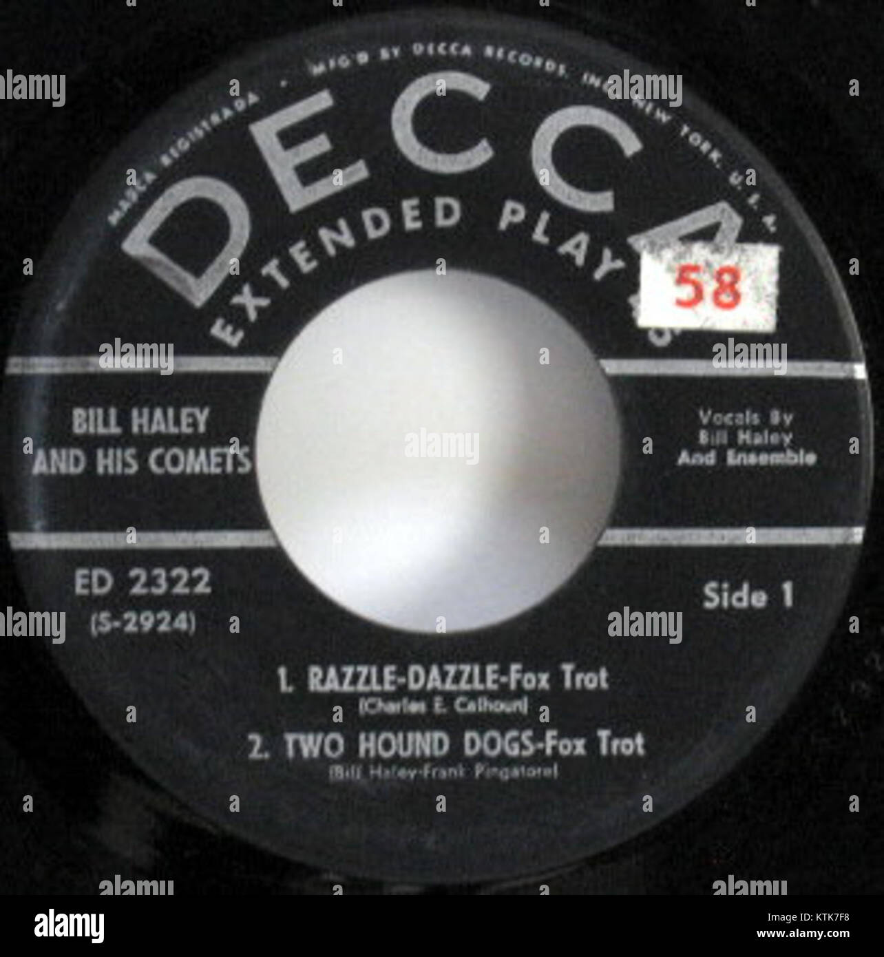 Decca ED2322 is a vinyl record featuring the song Razzle Dazzle Two Hound Dogs. This record was ...