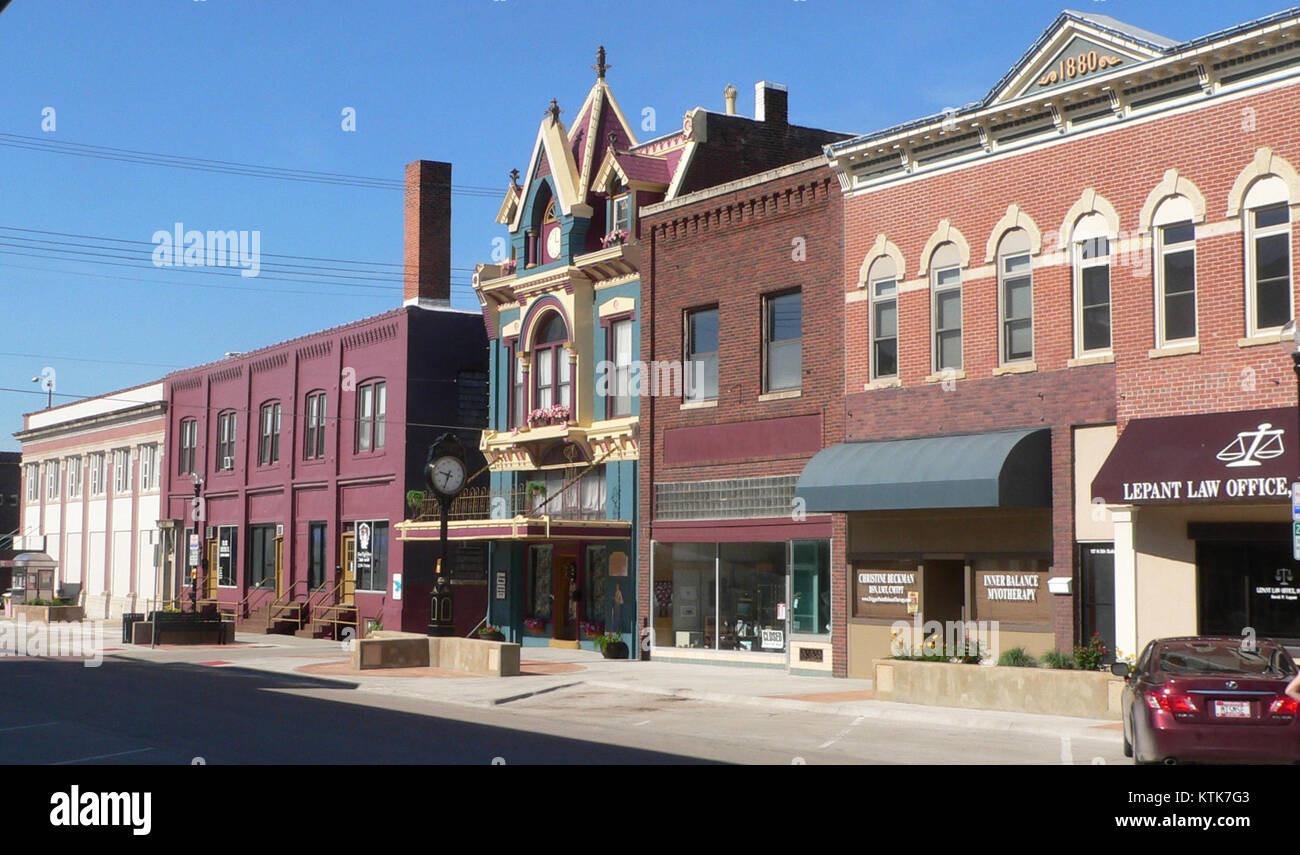 A historical view of Beatrice, Nebraska, showing a block on North 5th ...