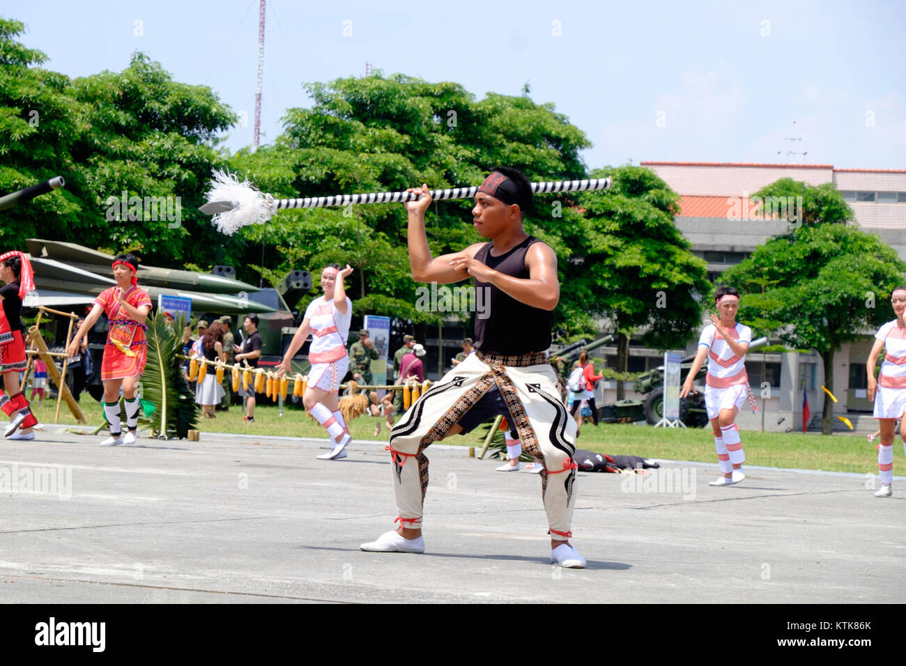 This image captures a traditional battle dance performed by Taiwanese ...
