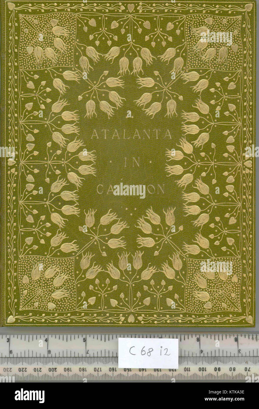 The upper cover of the book 'Atalanta in Calydon' features artwork ...