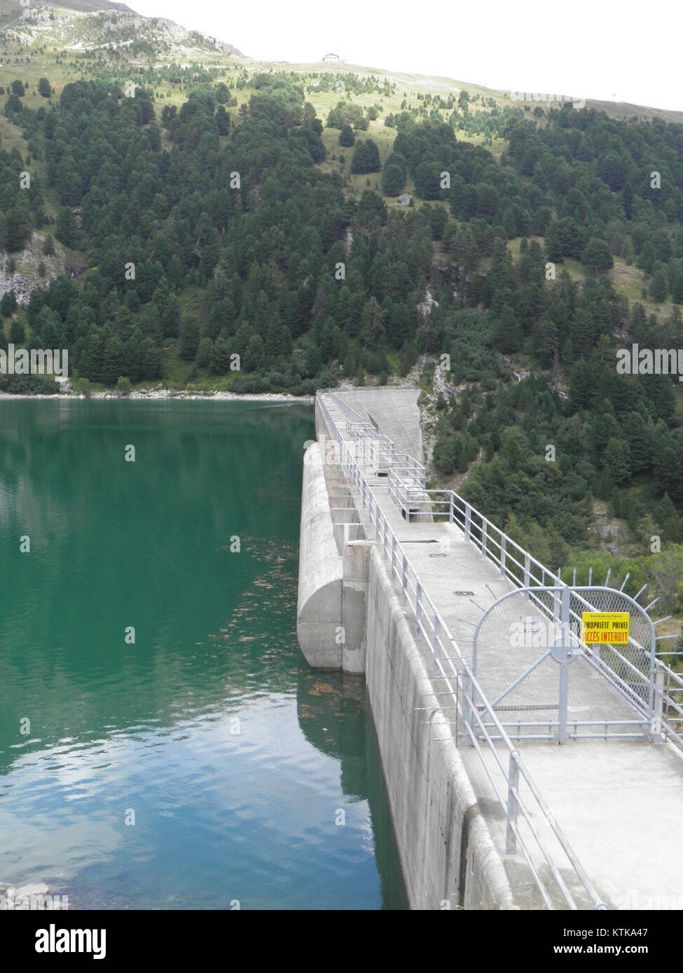 Barrage du Plan d'Amont, a dam located in the French Alps, shown in ...