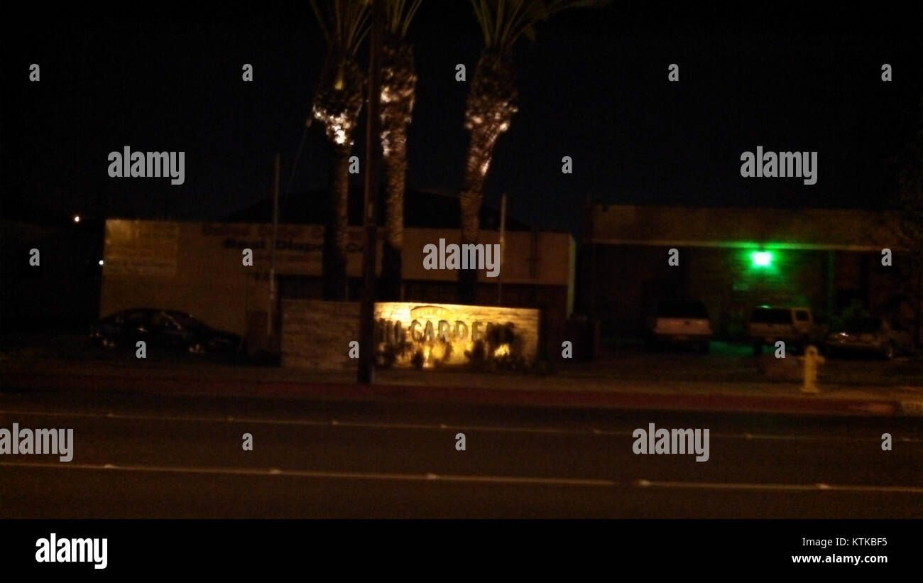 The Bell Gardens, California entrance sign marks the boundary of the ...