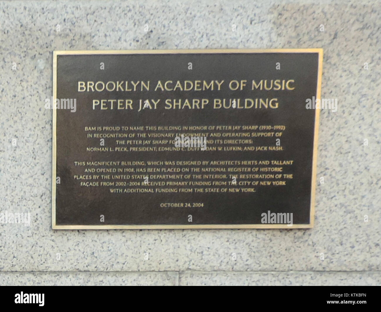 The National Register of Historic Places plaque of the BAM Sharp ...