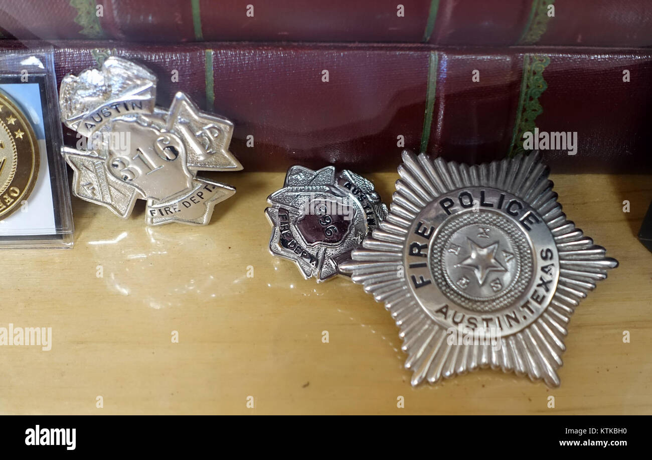Badges Austin Fire Museum Austin, Texas DSC09324 Stock Photo - Alamy