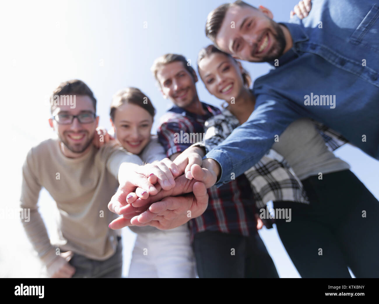 College Students Teamwork Stacking Hand Concept Stock Photo - Alamy