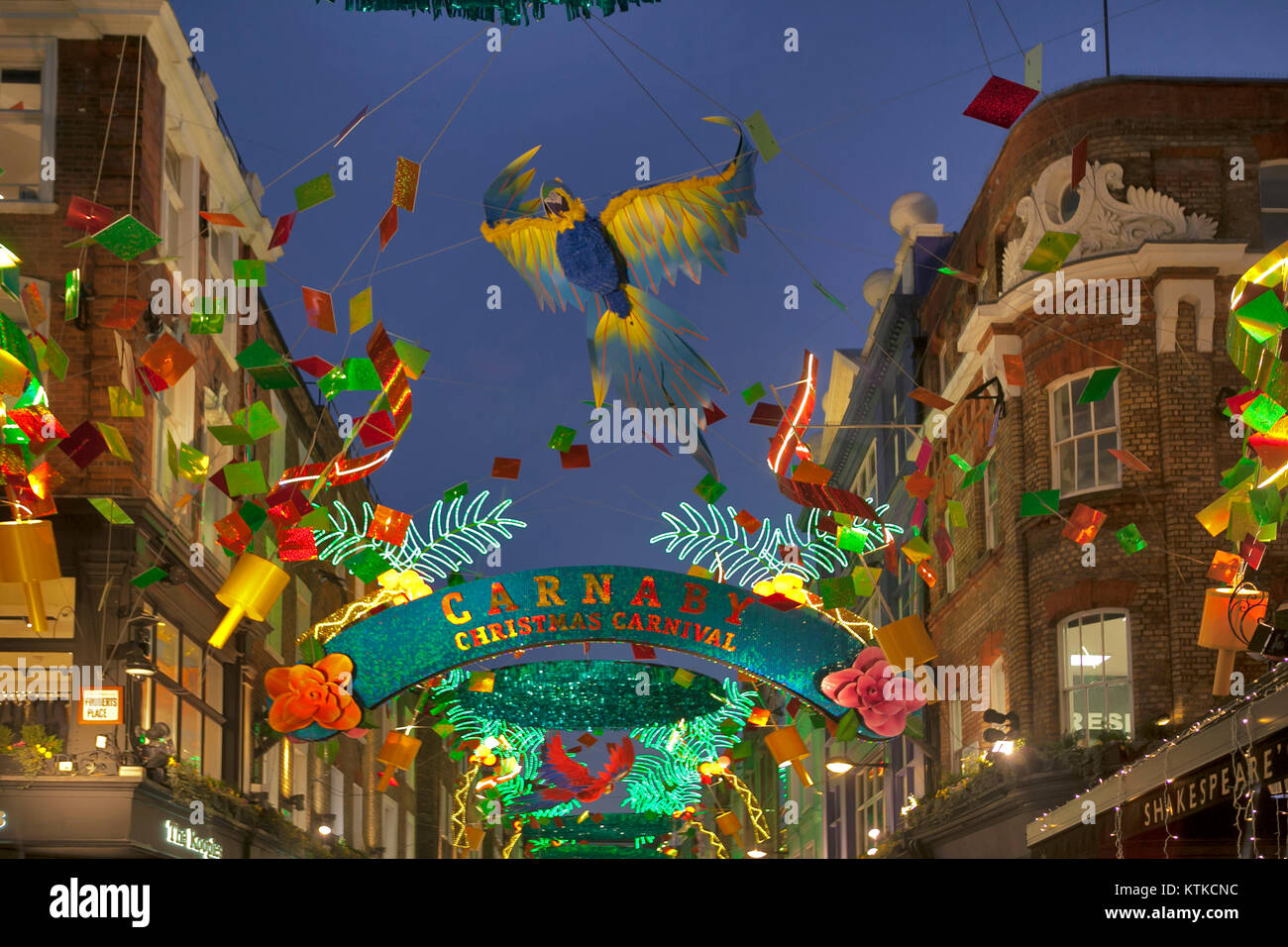 LONDON - DECEMBER 18, 2017: Christmas lights on Carnaby Street, London ...