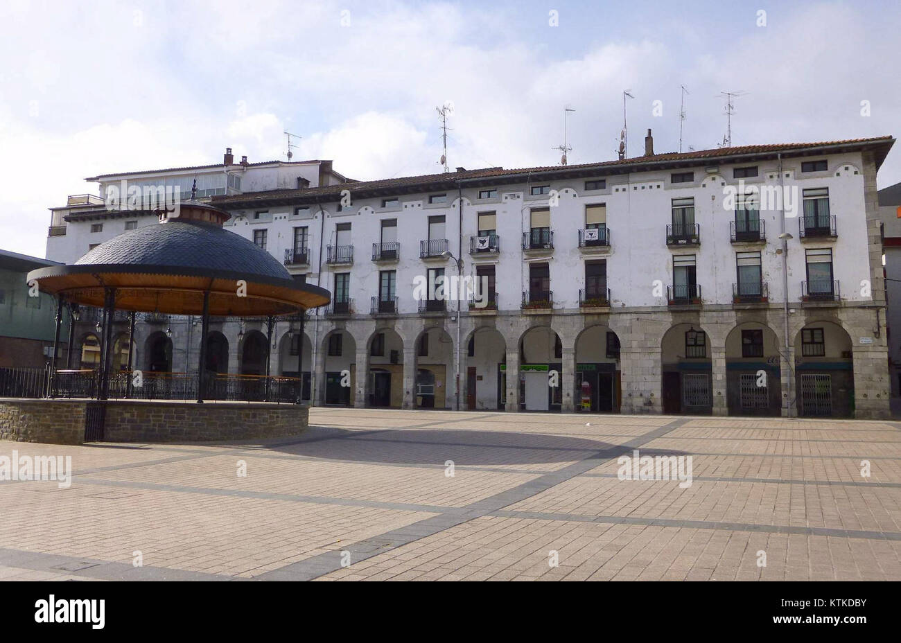 The main square of Azpeitia, Spain, a central public space known for ...