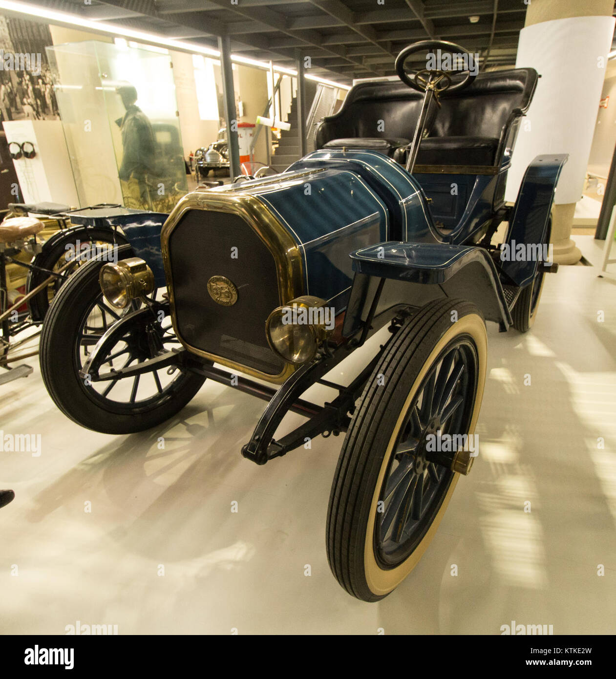 The Baker Electric W Runabout, an early electric car, is displayed at ...