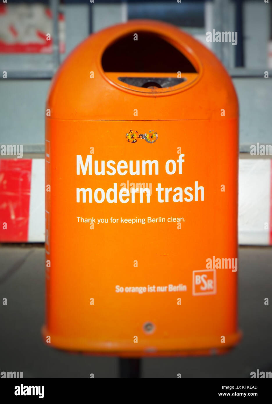 This image shows a trash can located on Museum Island (Museumsinsel) in ...
