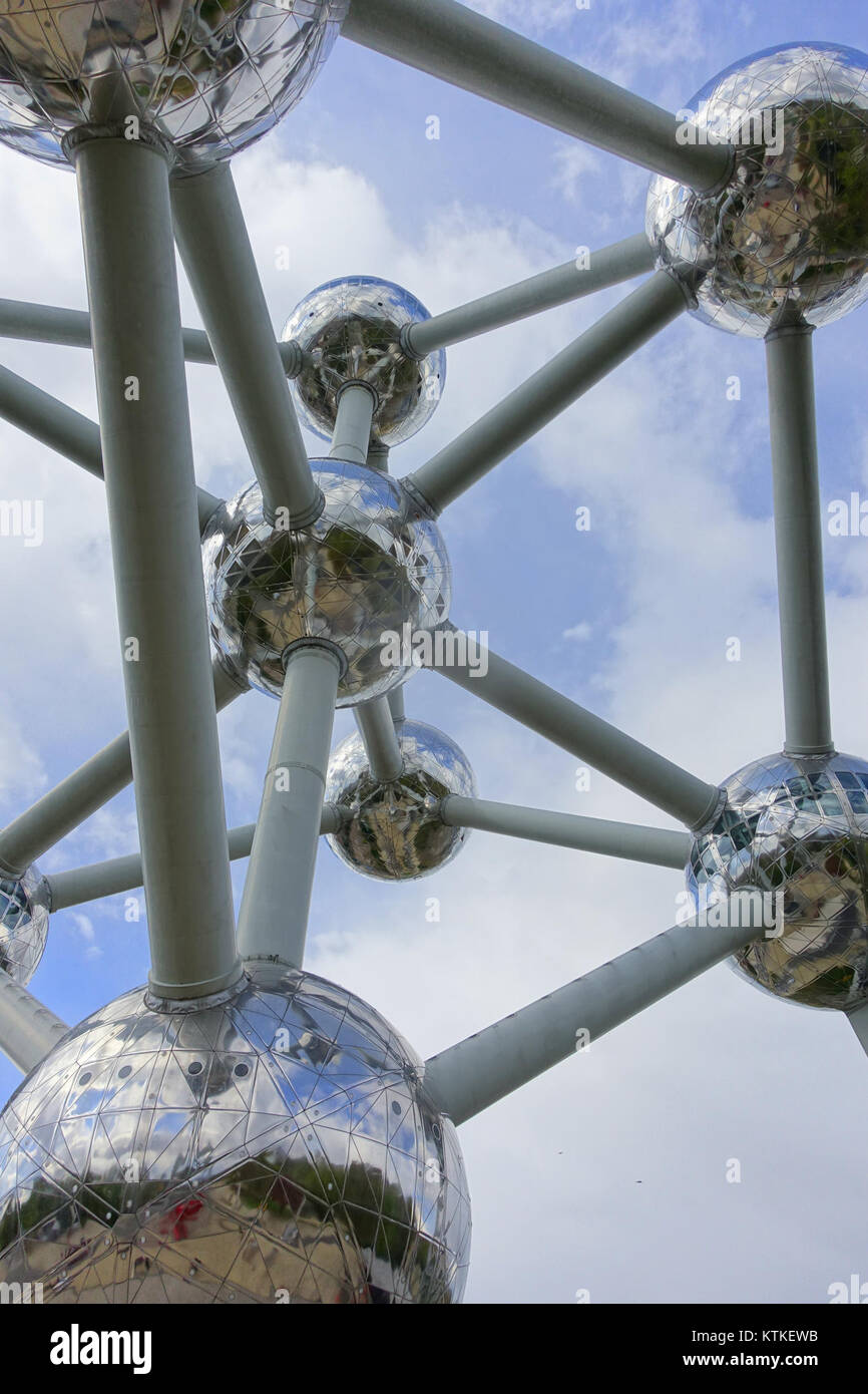 The Atomium in Brussels, Belgium, is an iconic landmark known for its ...