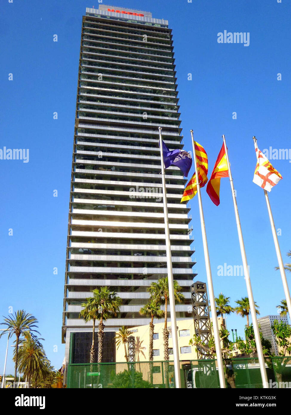 The Torre Mapfre is a prominent skyscraper in Barcelona, located in the ...