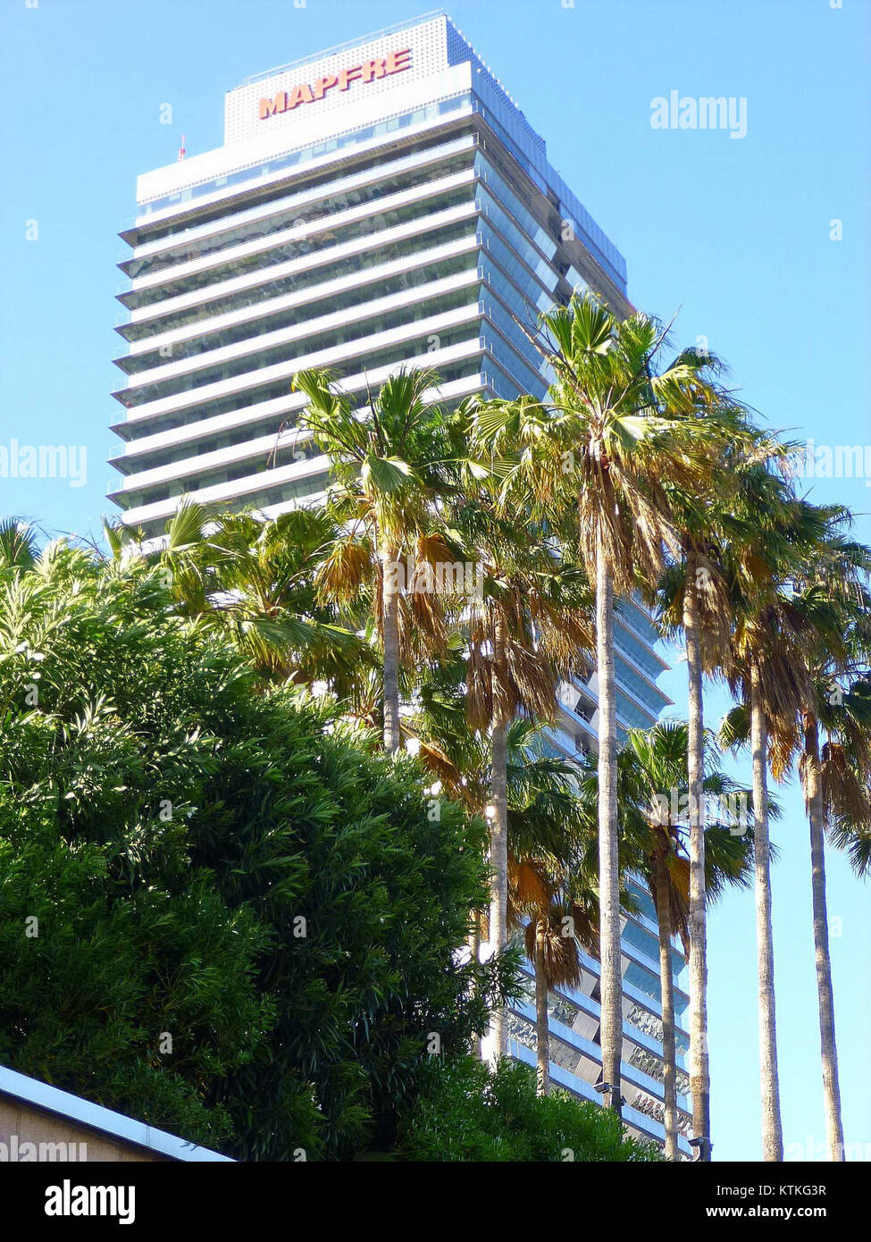 The Torre Mapfre in Barcelona is a prominent skyscraper located in the ...