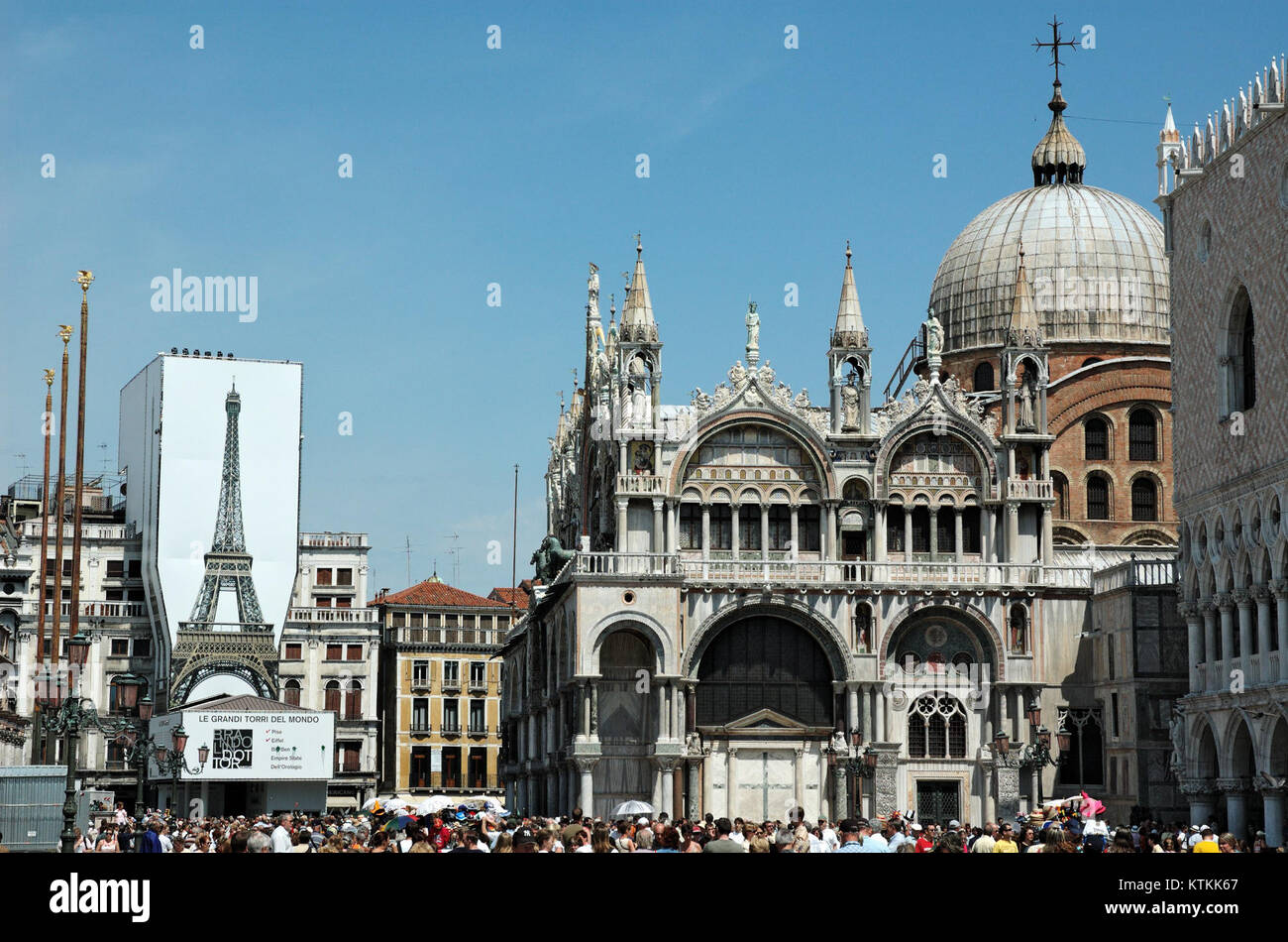 This image captures the southern façade of the Basilica di San Marco ...