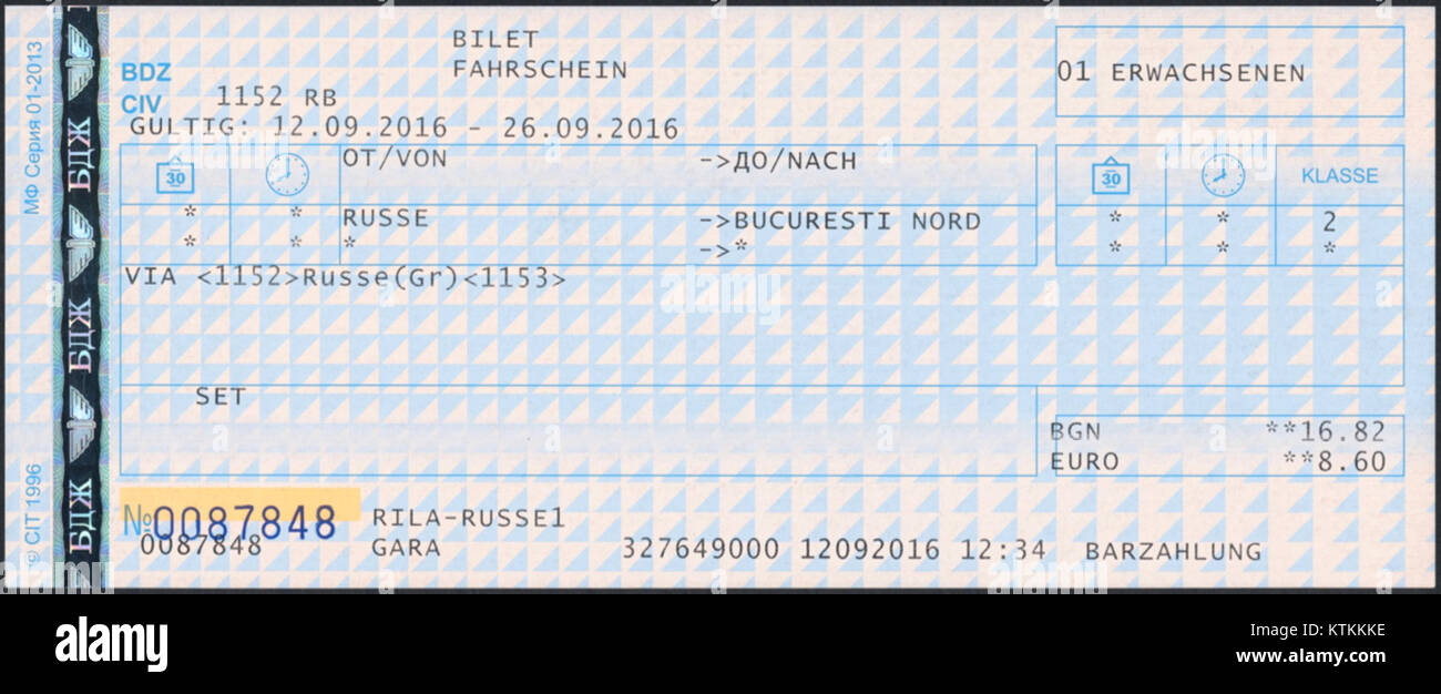 A public transport ticket from Bucharest, Romania, issued for travel ...
