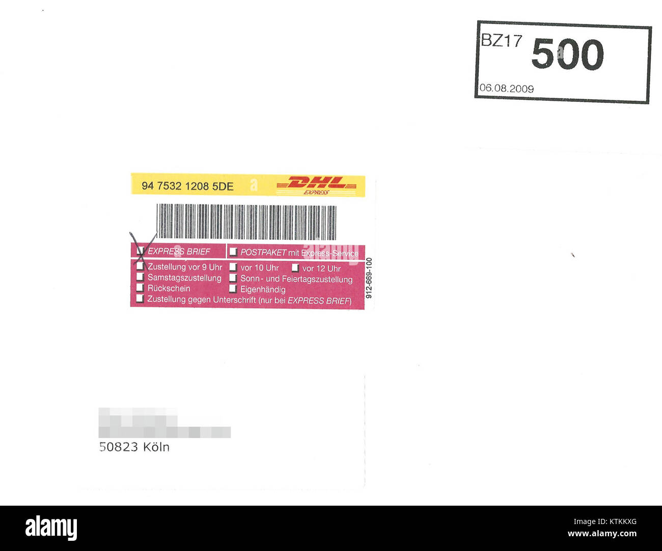 Express Brief Deutschland via DHL 2009 refers to a specific express ...