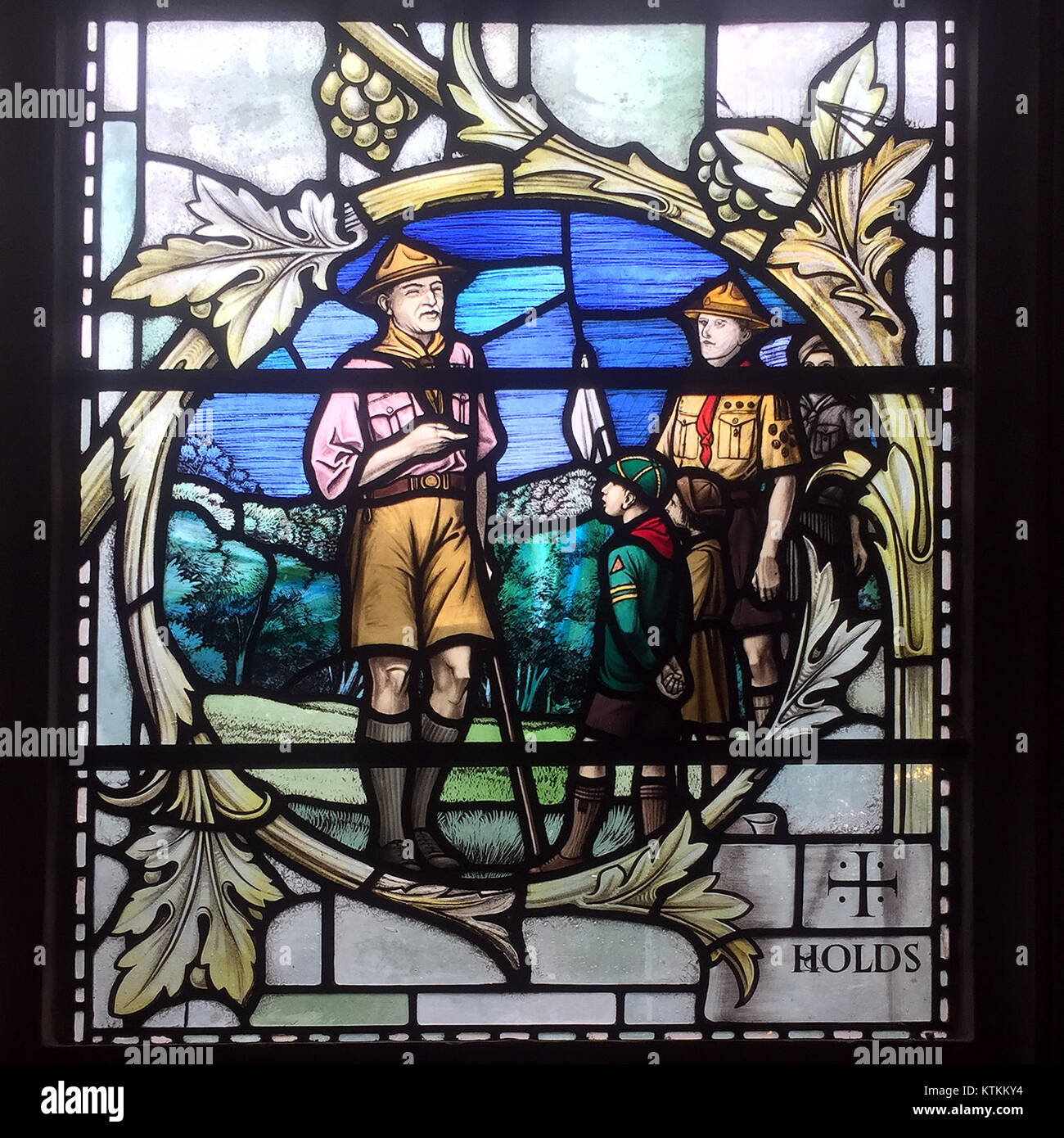The stained glass window dedicated to Baden Powell, the founder of the ...