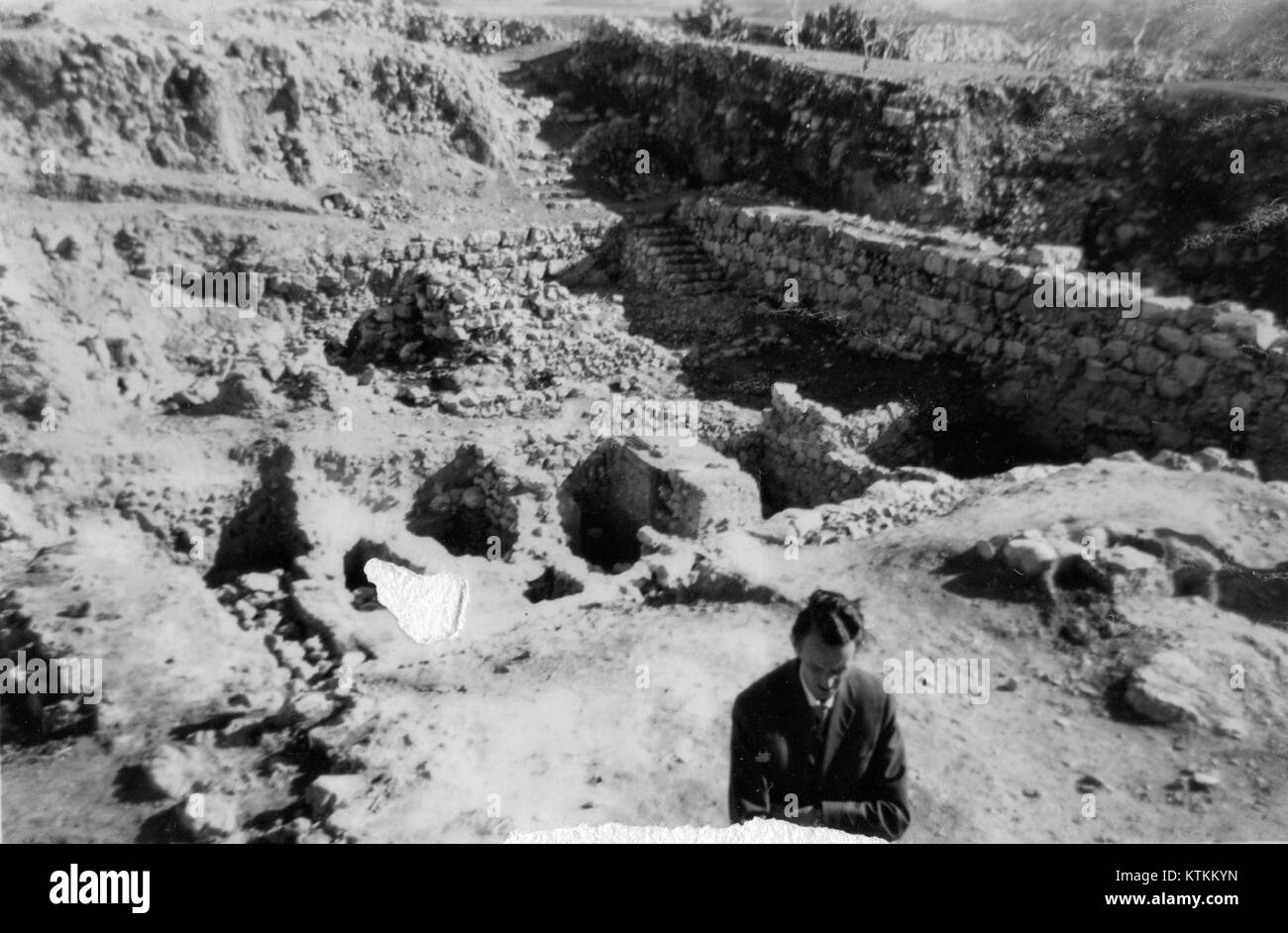 A photograph of the excavation site of ancient Shechem (Sichem) in 1961 ...