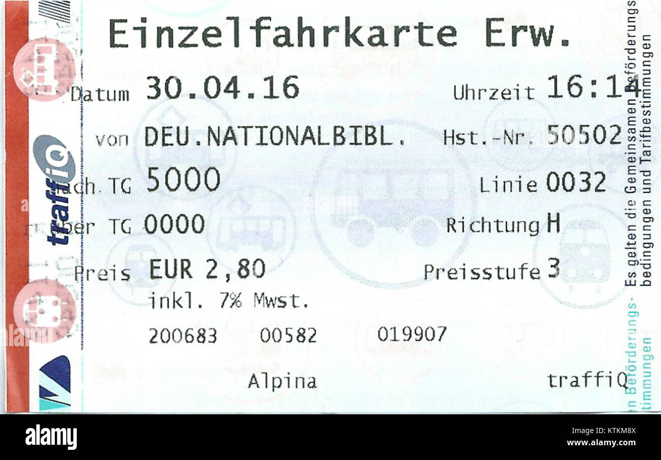 The Einzelticket Erwachsener RMV Preisstufe 3 is a single ticket for ...