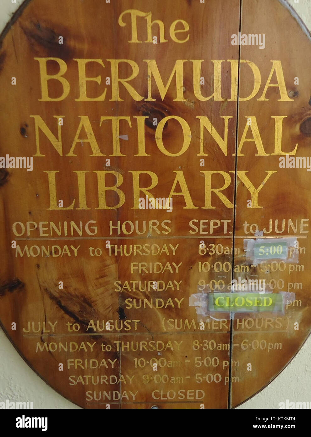 Photograph of a sign marking the entrance to a library in Bermuda, UK ...