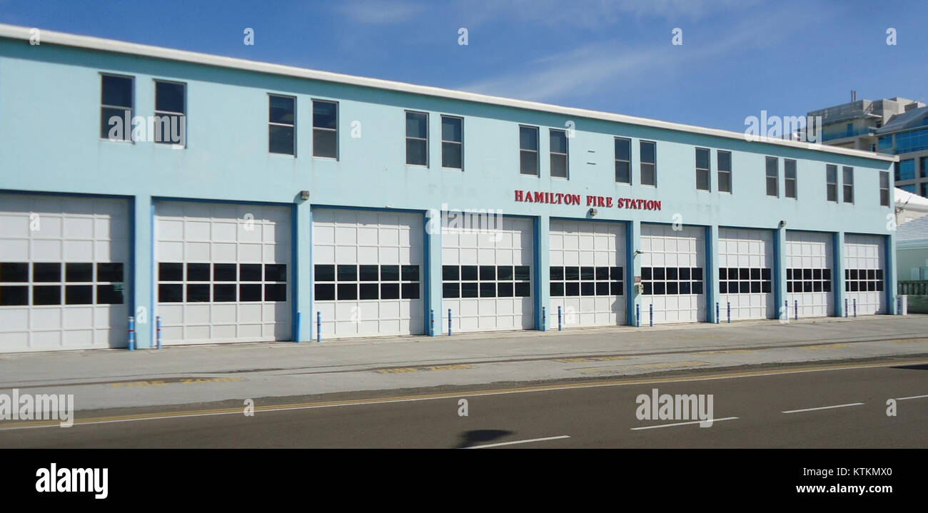 This photo showcases the fire station in downtown Hamilton, Bermuda ...