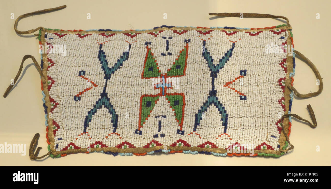 This beaded cuff, part of a pair made by the Sioux people, is housed in ...