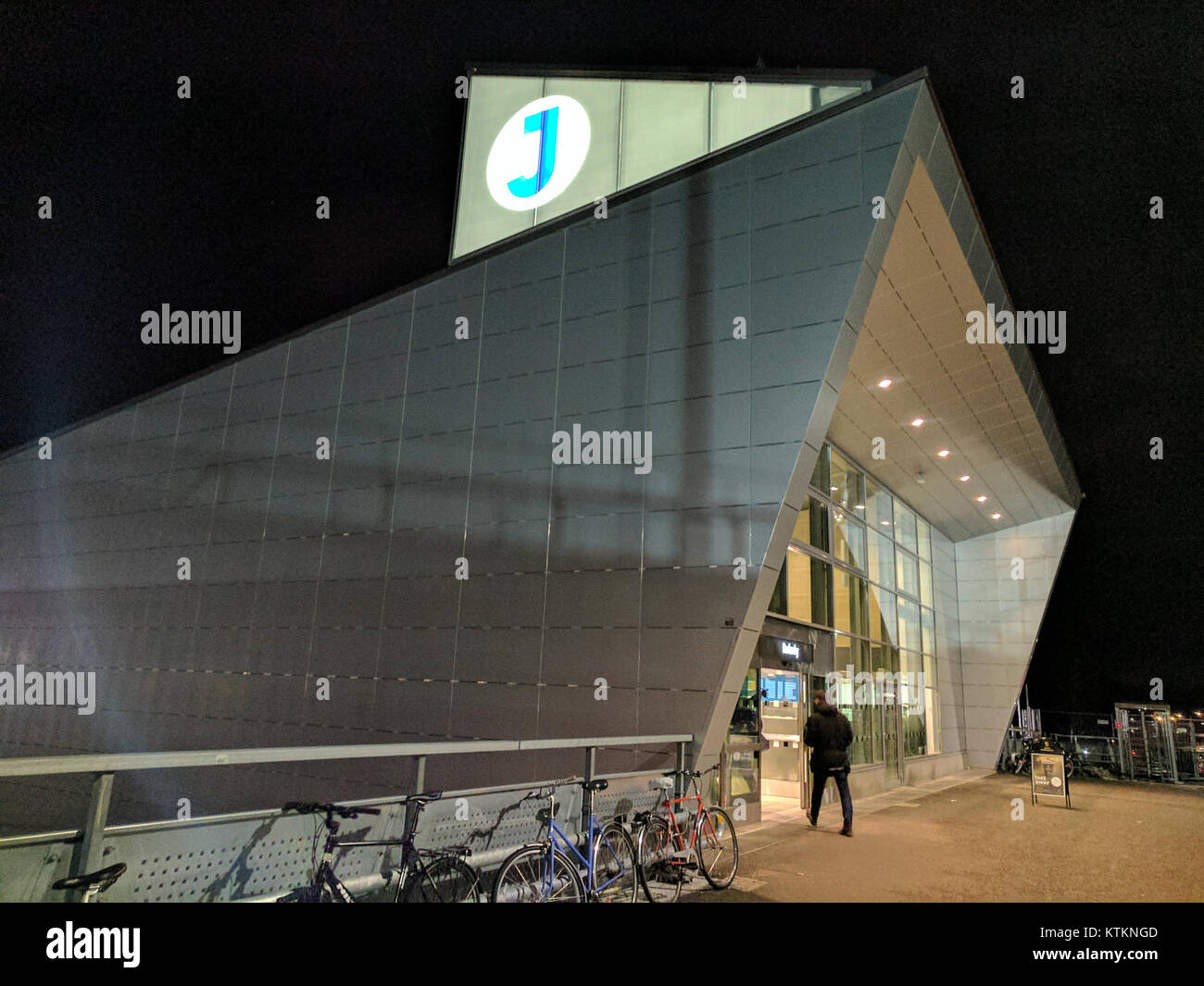 Barkarby station, photographed in December 2016, shows the modern ...