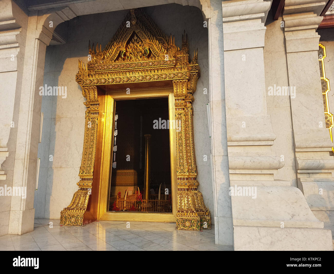 This image captures the City Pillar of Bangkok, a significant cultural ...