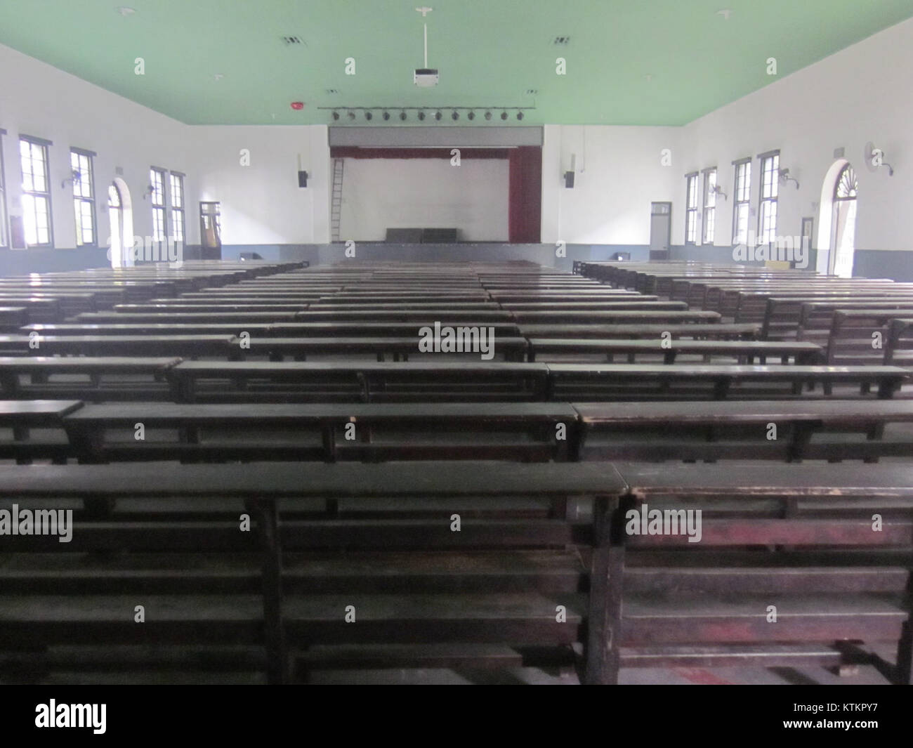 The image depicts the auditorium at Hunan First Normal University ...