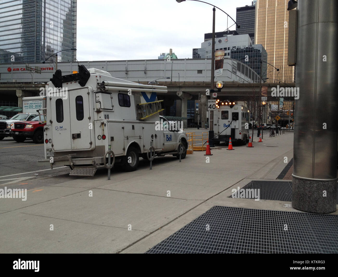 A bell vehicle installing equipment, showcasing a moment of technical ...