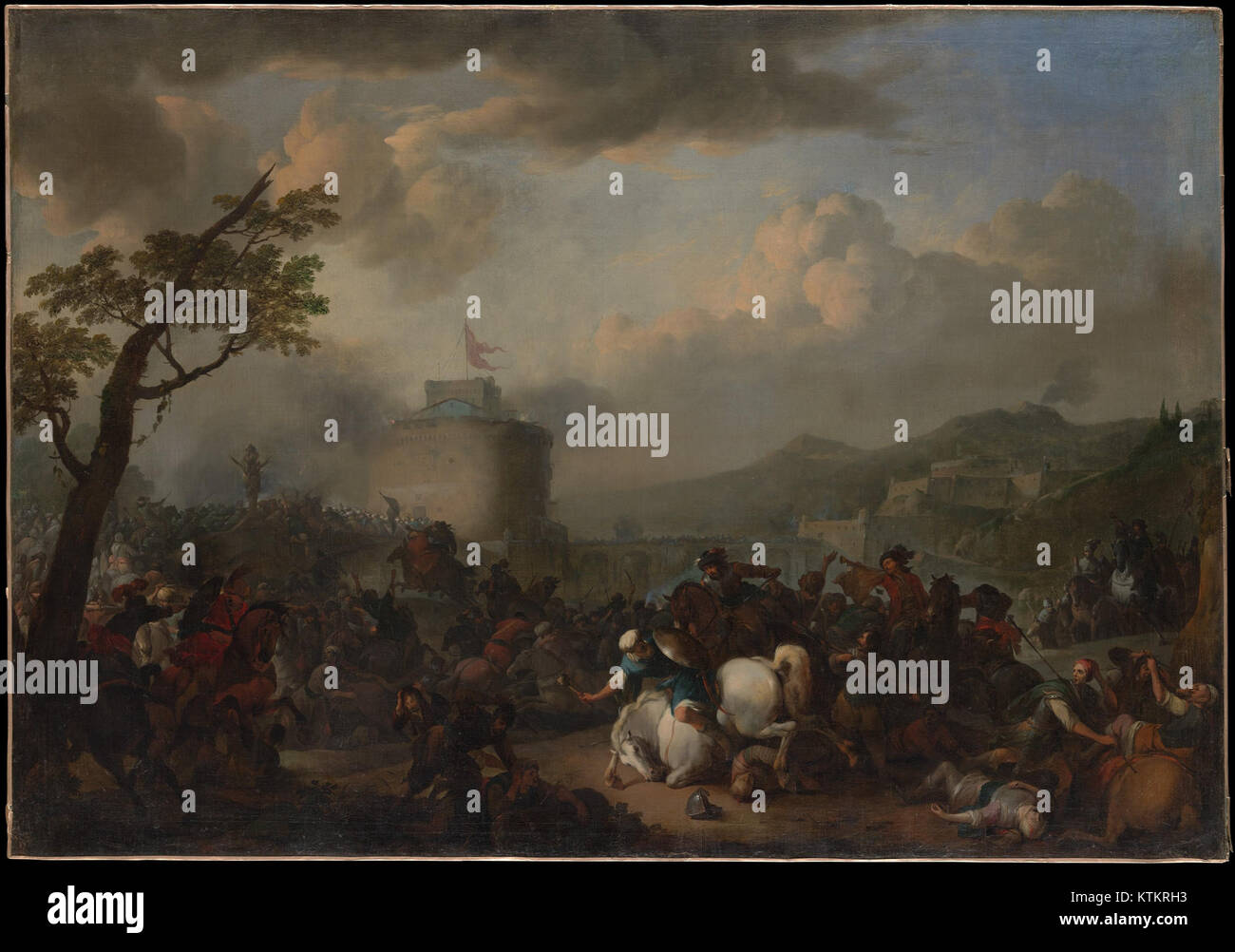 This battle scene depicts an intense historical confrontation ...