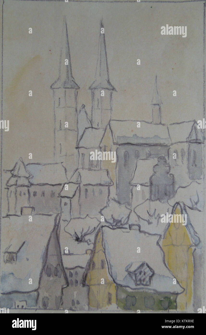 This historical photograph from 1948 captures the town of Bamberg ...
