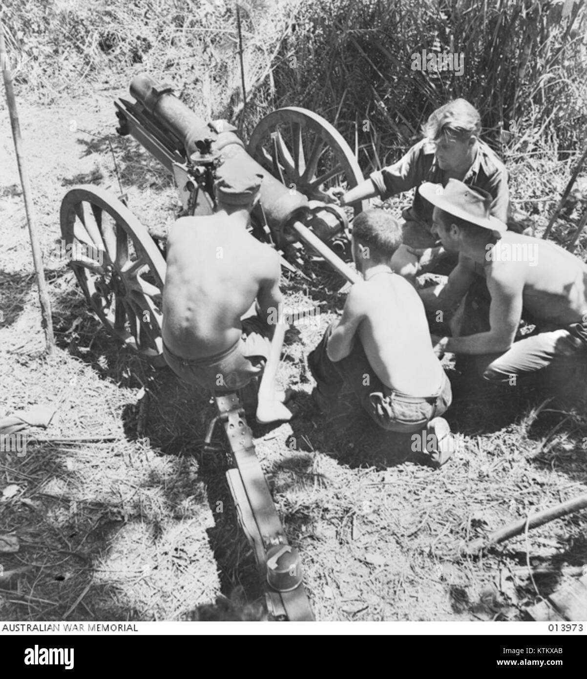 The photograph shows the 1st Australian Mountain Battery in action ...