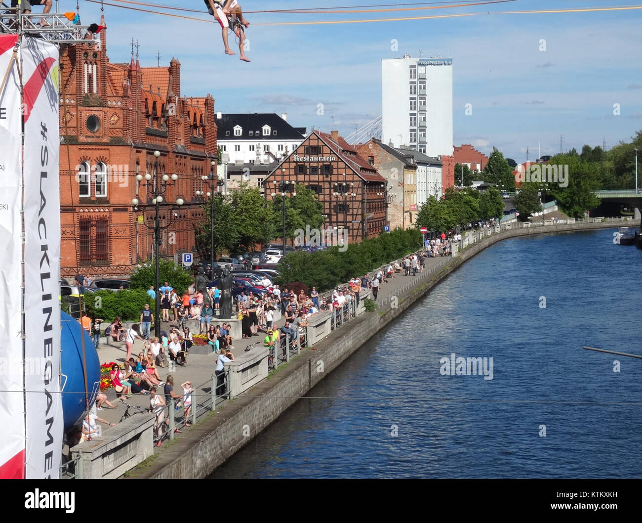 This image captures a moment during the Slackline Games, held on June ...
