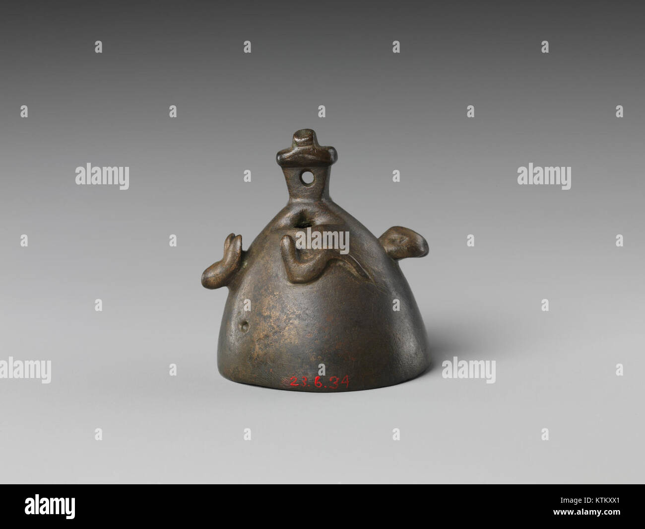 Leaded bronze bell from Ptolemaic Egypt (332–30 B.C.), featuring animal ...