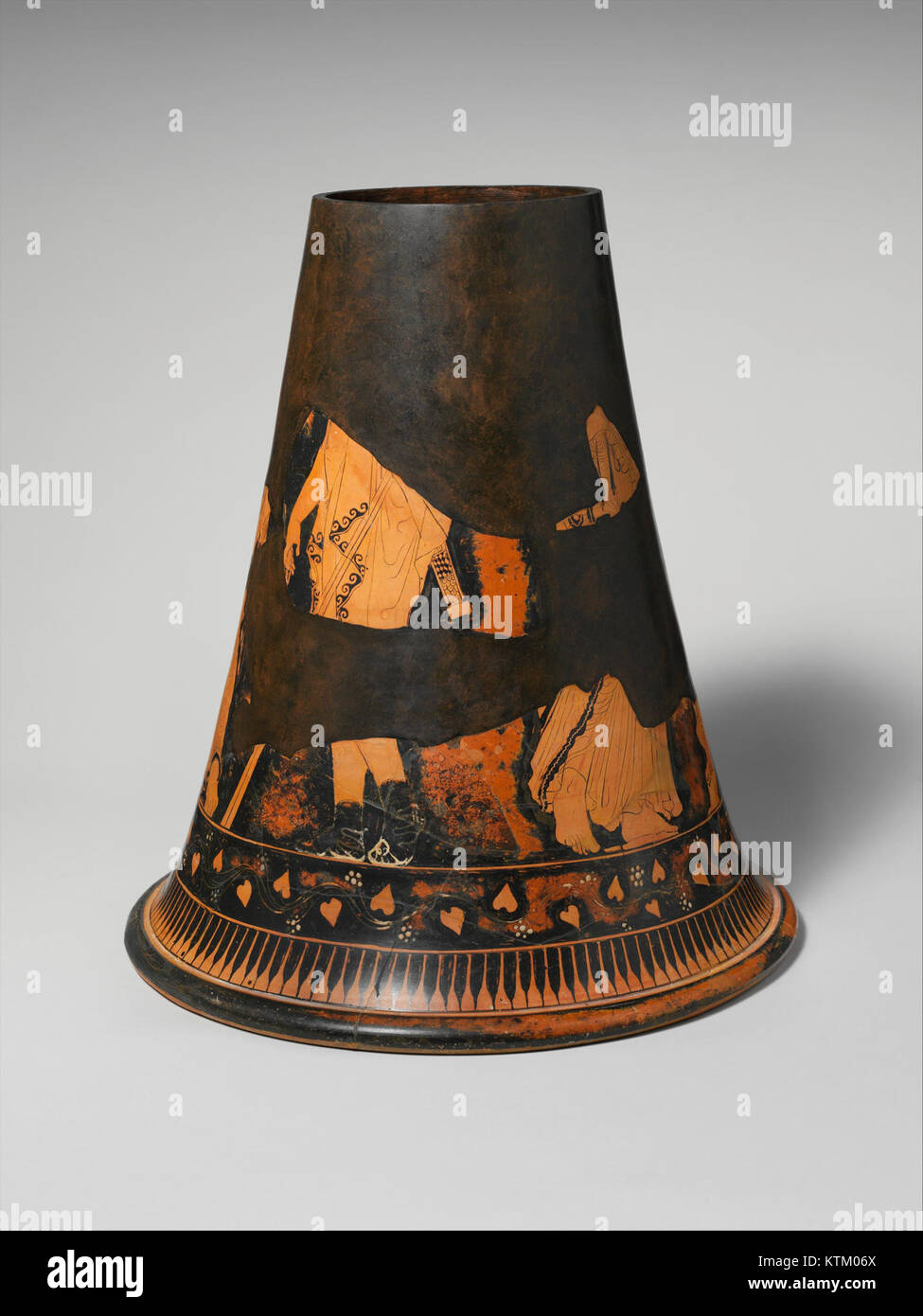 This image depicts the base of a terracotta lebes gamikos, a type of ...