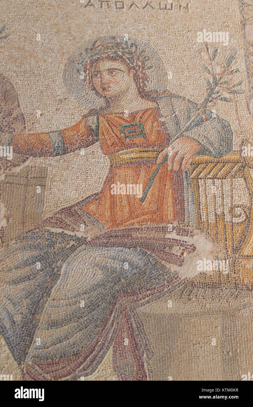 Ancient mosaic on the floor as the art of ancient Greek civilization ...